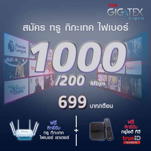 ติดเน็ตบ้าน True Gigatex Fiber 1,000/200 Mbps 699.- บาท/เดือน- True ...